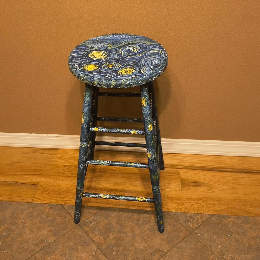 Decorative Hand-painted starry Night Bar Stool - Etsy