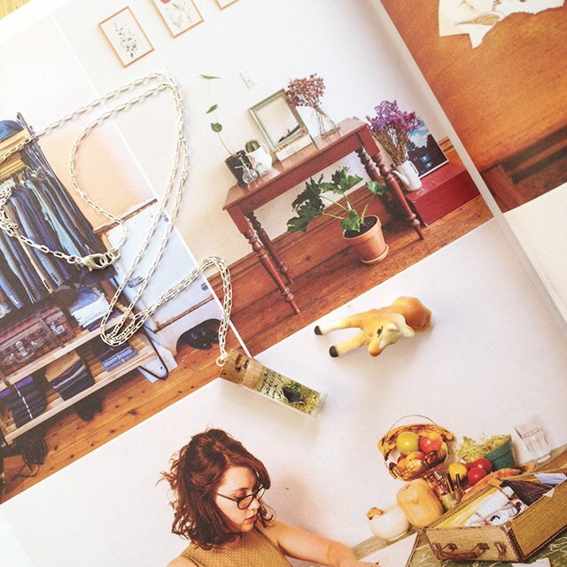 Field Notebook Necklace - With Moss in Glass Vial - Etsy