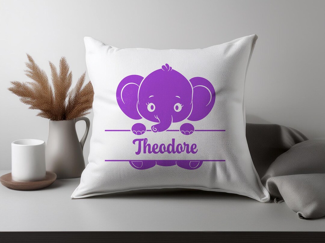 Monogram SVG With Cute Elephant Design for Infusible Ink, Vinyl Etc. to ...