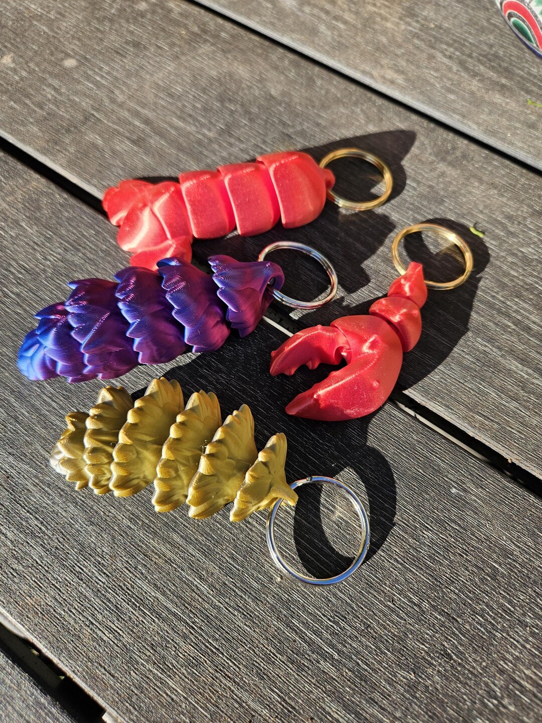 Assorted 3D Printed Flexible Animal Key Chains - Etsy