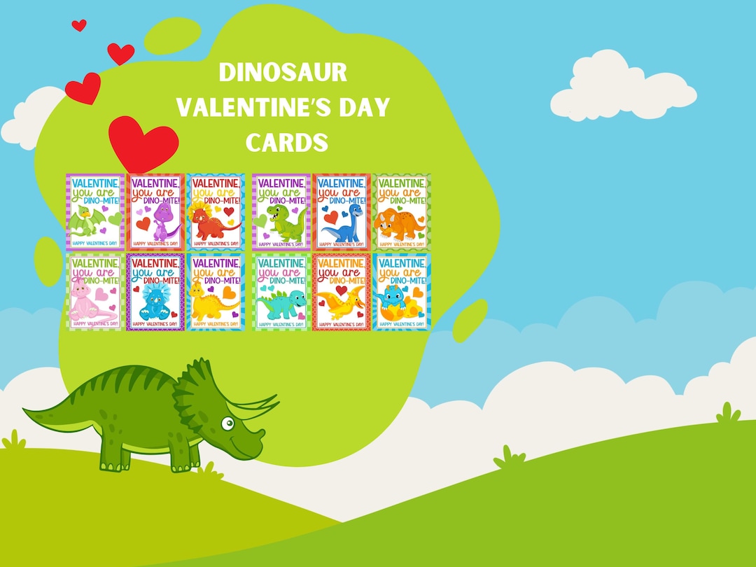 Dinosaur Valentine's Day Cards - Etsy
