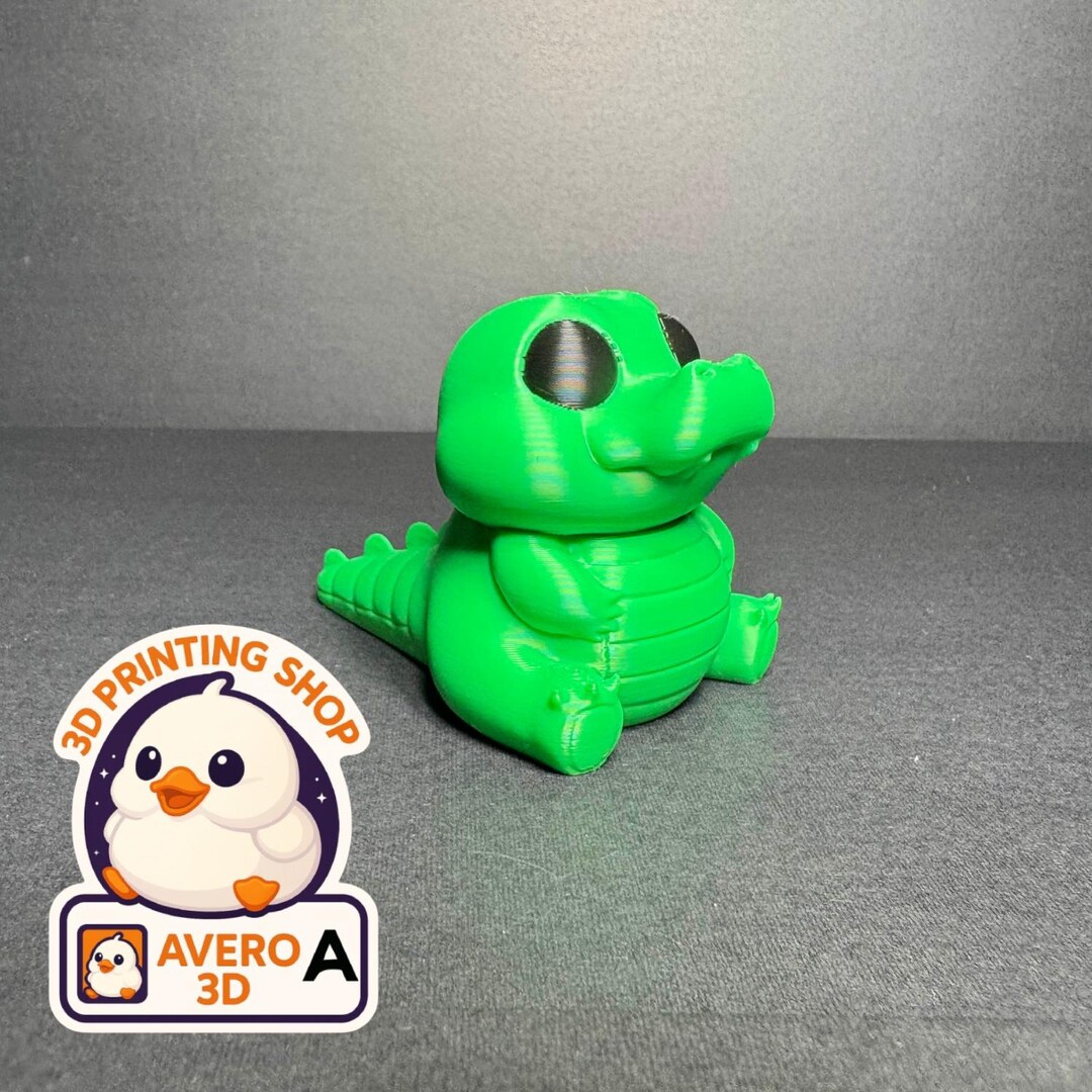 3D Printed Chubby Crocodile Figurine, Quirky Desk Decor - Etsy