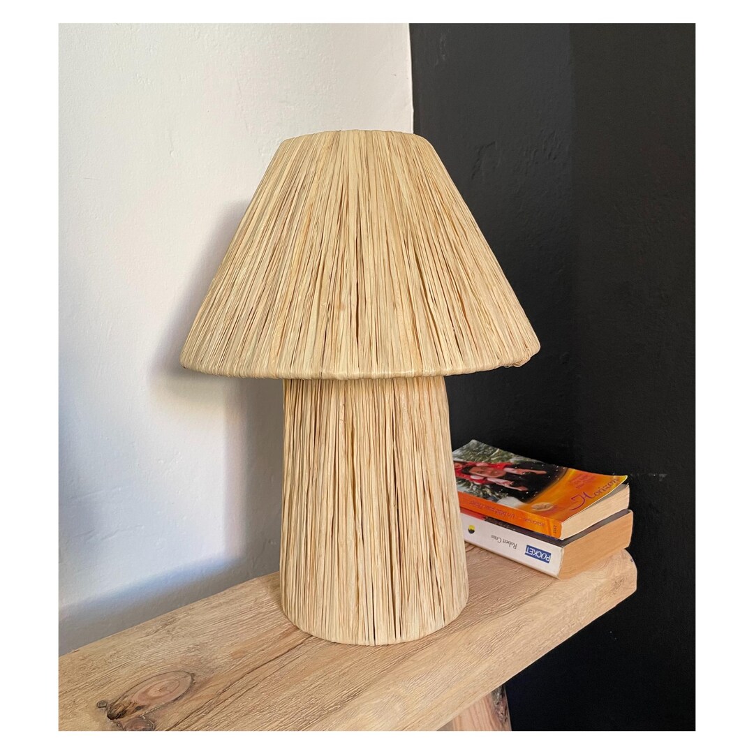 Raffia Lamp With Natural Raffia ,table Lampshades Moroccan Handmade - Etsy