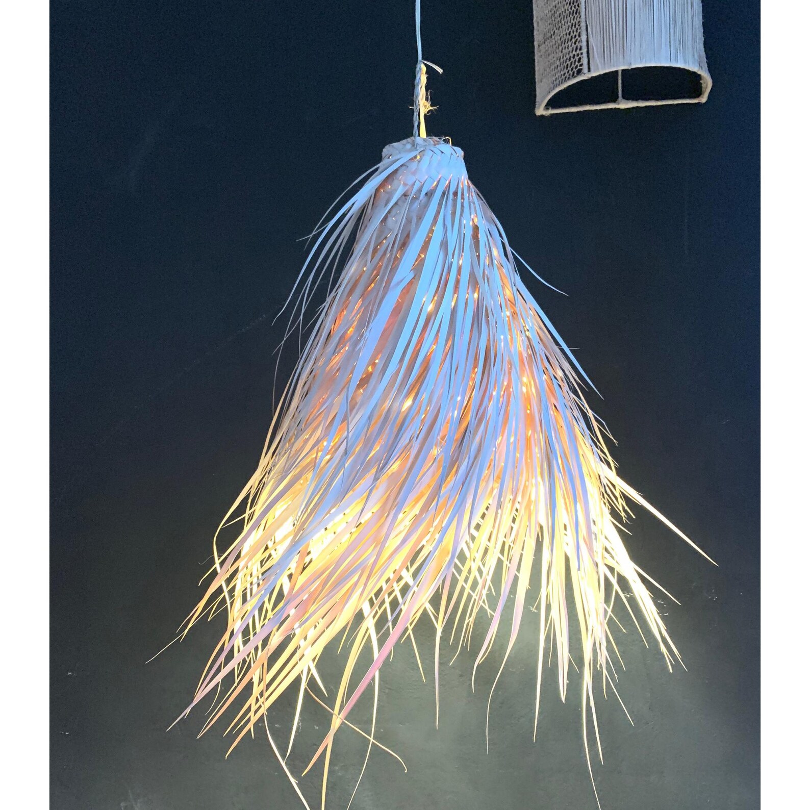 Straw Pendent Light ,straw Lampshade , Hanging Lamp Shade Palm Leaf ...