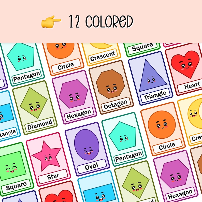 Basic Shapes Flashcards, Geometric Shapes Flash Cards, Homeschool ...