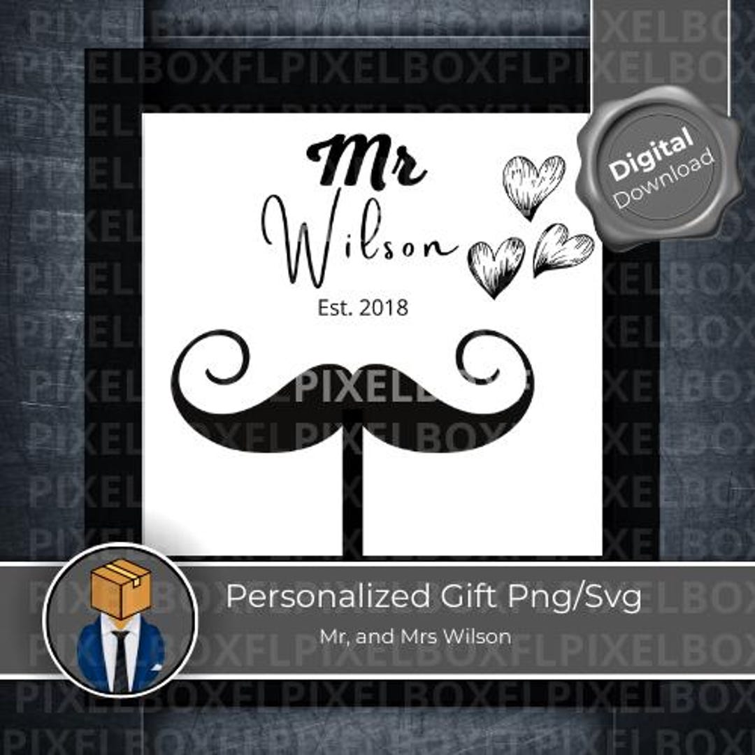 Moustache Wedding Anniversary Png, Valentine's Day Gift ,honeymoon PNG ...