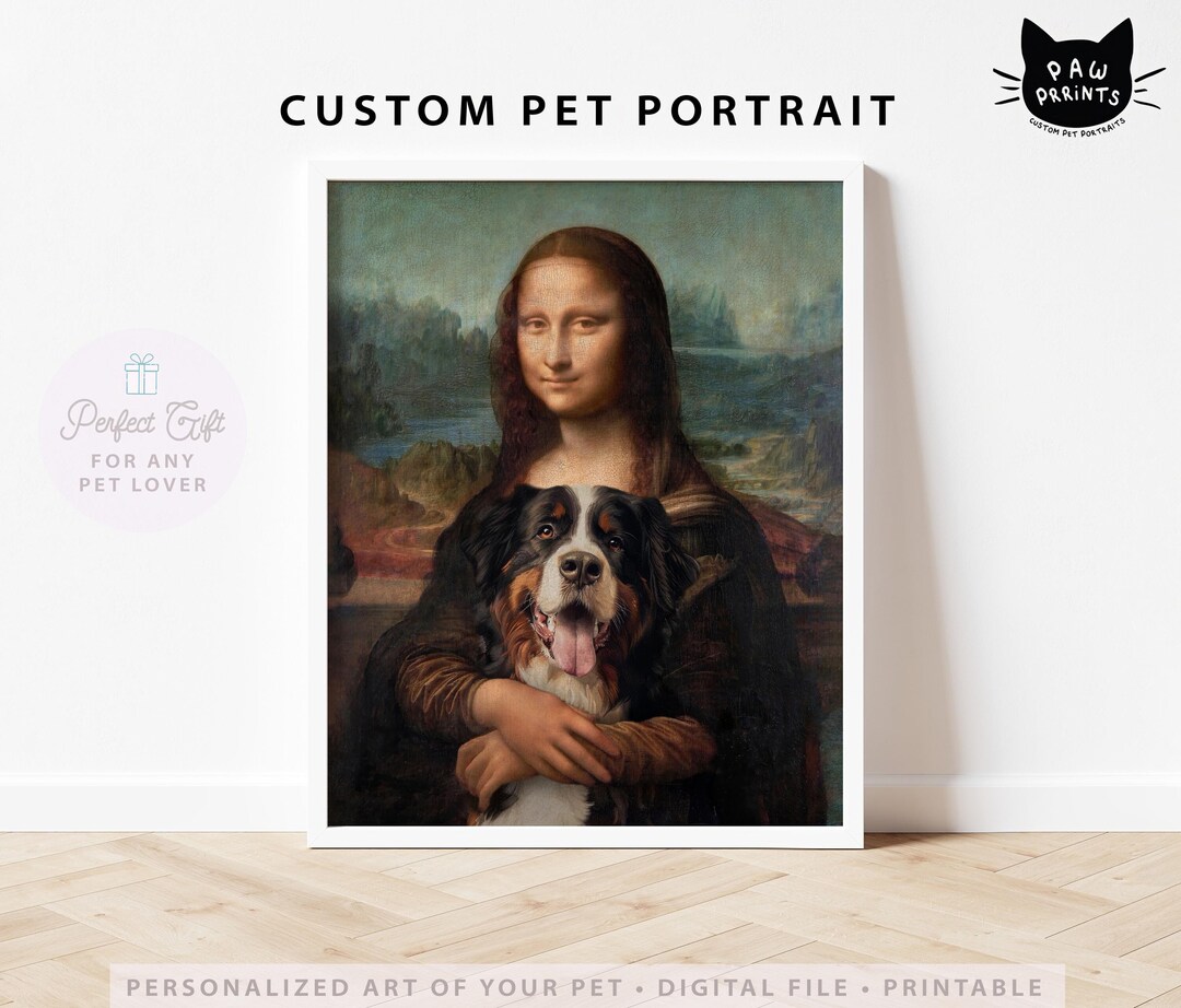 For Large Pets, Mona Lisa Custom Vintage Pet Portrait, Antique Painting ...