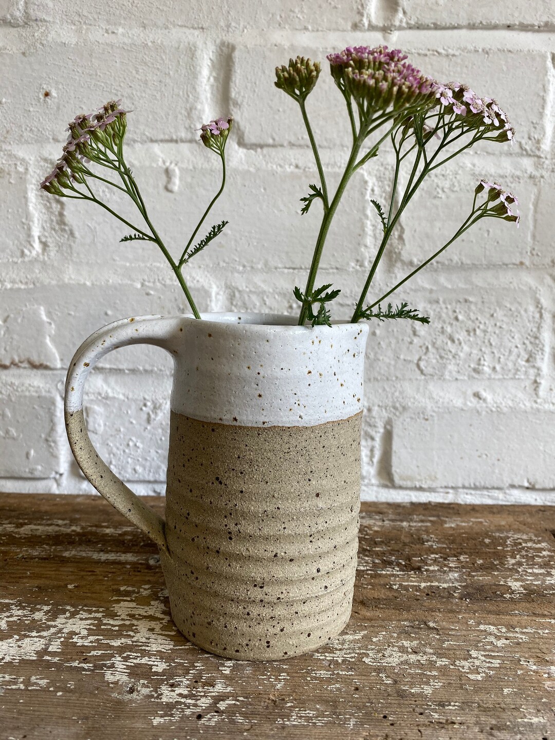 Medium Stoneware Jug,speckled Clay Jug, Simple Style Jug, Modern Rustic ...