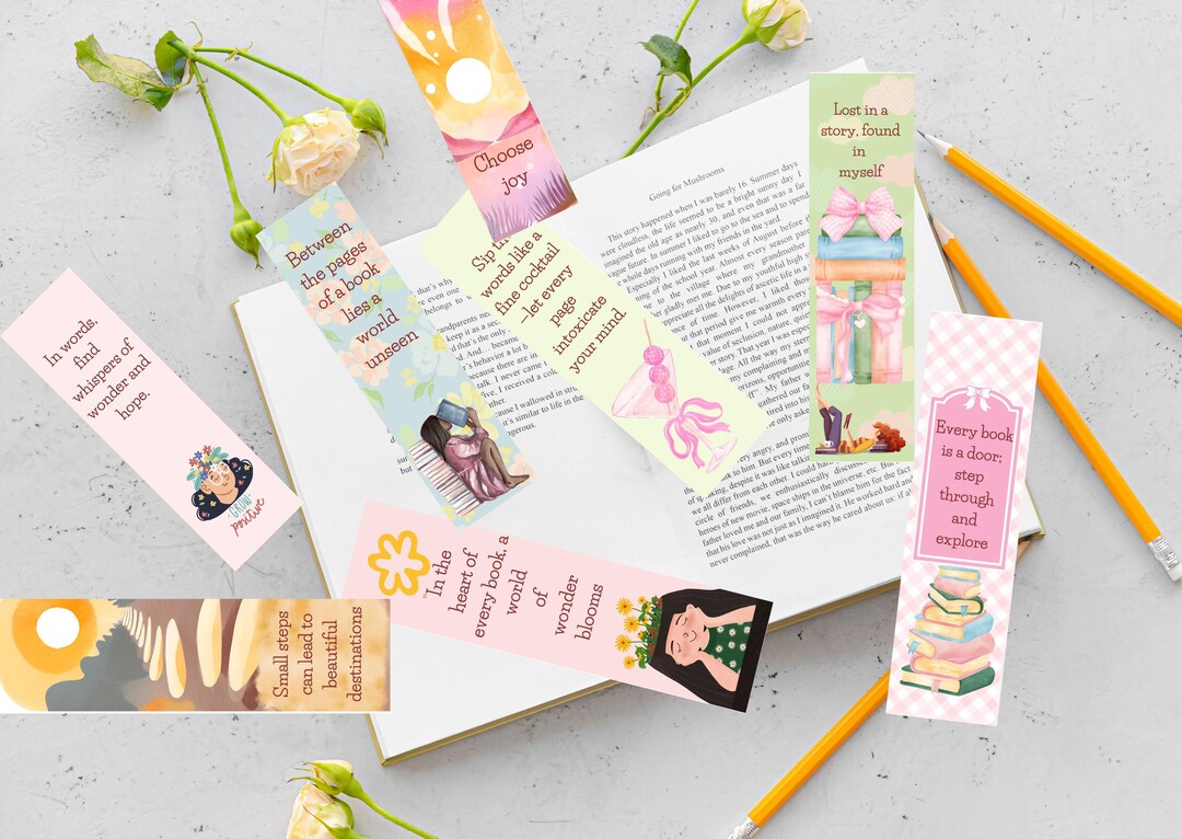 Printable Aesthetic Bookmarks Digital Download Book Lover Gift Cute ...