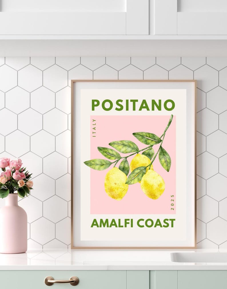 Amalfi Coast Lemon Wall Art Set—positano Citrus Prints, Italian Kitchen ...