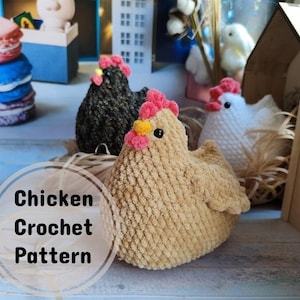 Plush Amigurumi Chicken Crochet Toy Pattern PDF, Stuffed Plush Easy ...