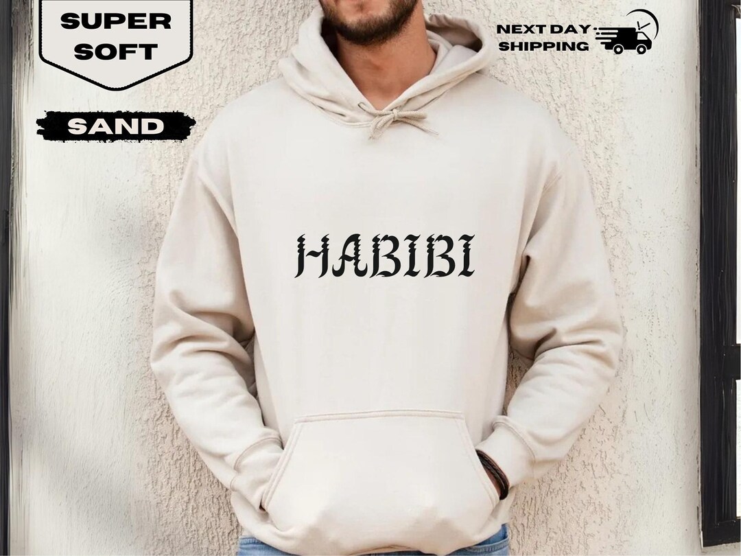 Habibi Hoodie Arabic Sweatshirt, Gothic Typography Design Hoodie ...