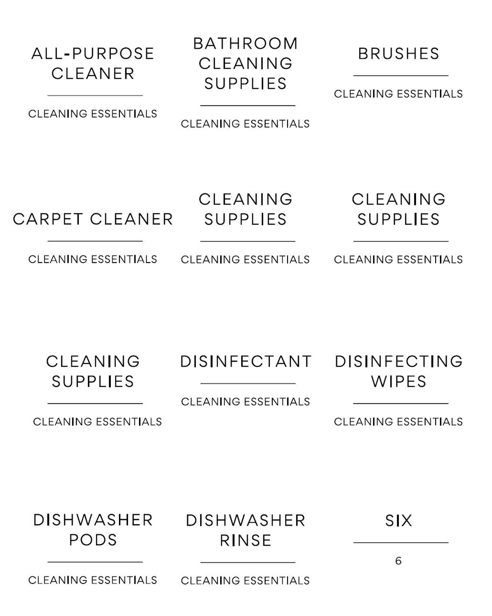 Printable Household Inventory Labels – Minimalist Cleaning Essentials ...