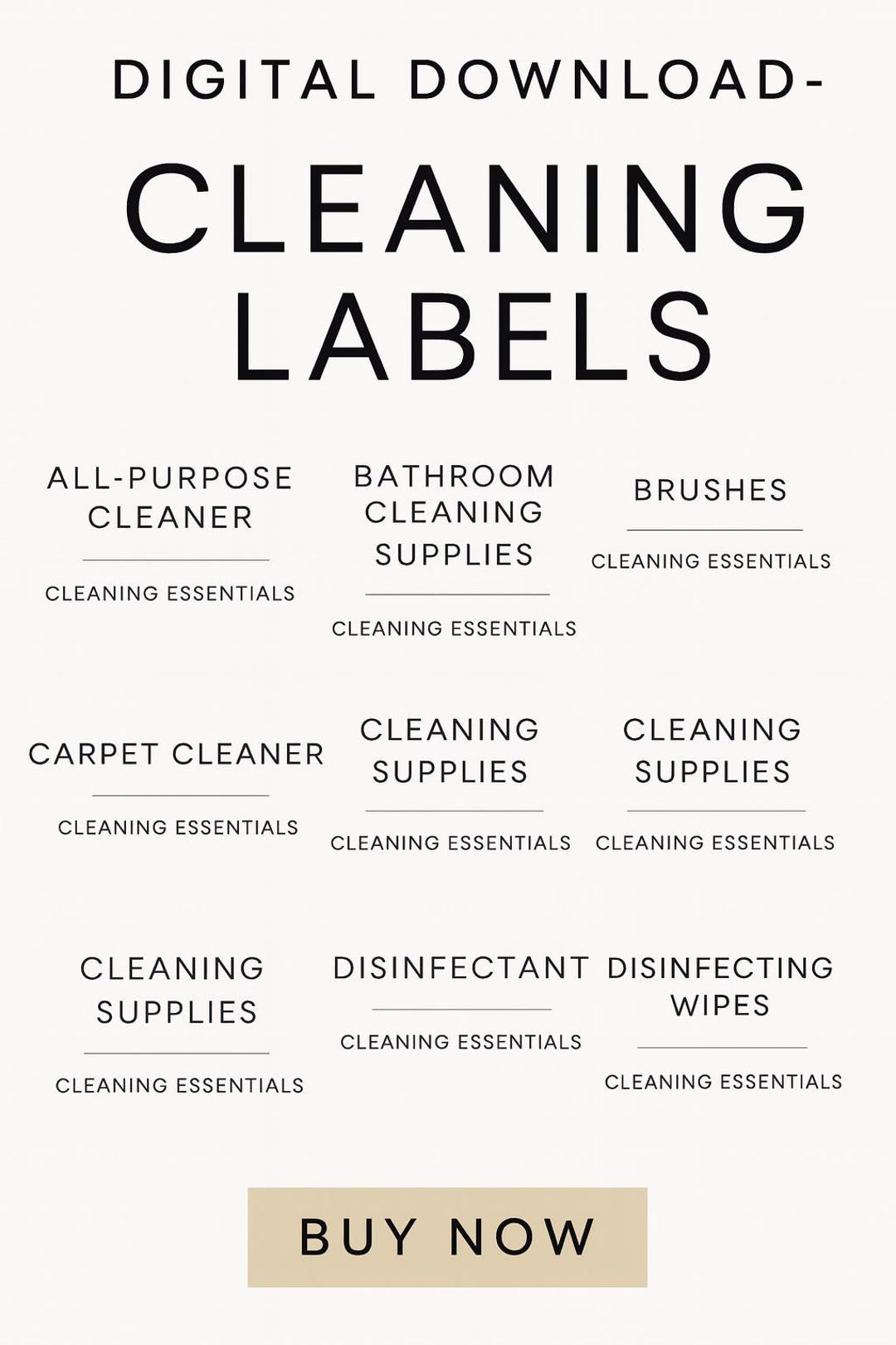 Printable Household Inventory Labels – Minimalist Cleaning Essentials ...
