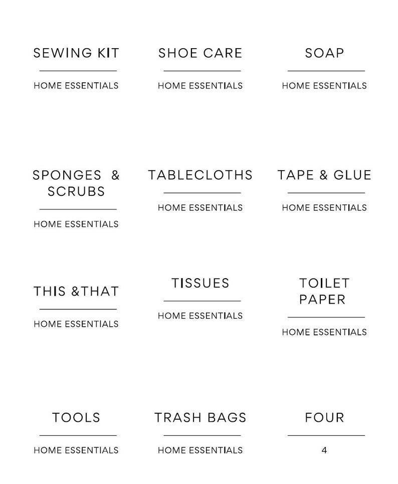 Minimalist Household Inventory Labels – 144 Printable Home Essentials ...