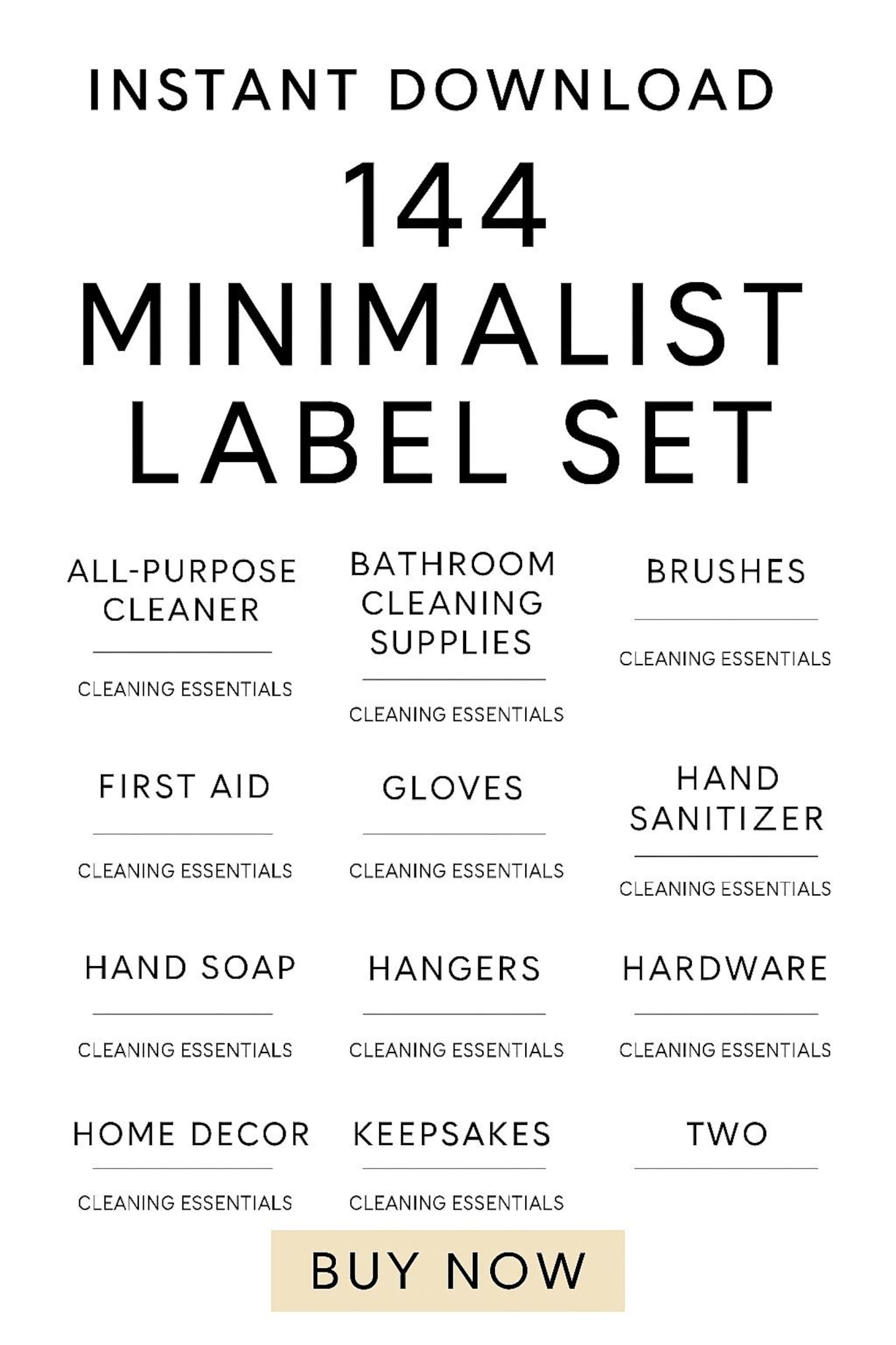 Minimalist Household Inventory Labels – 144 Printable Home Essentials ...