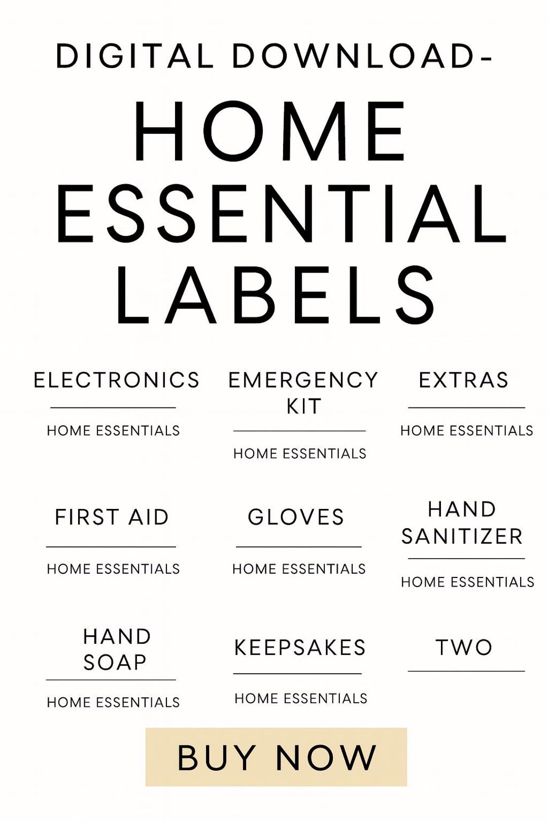 Printable Household Inventory Labels – Minimalist Home Essentials ...