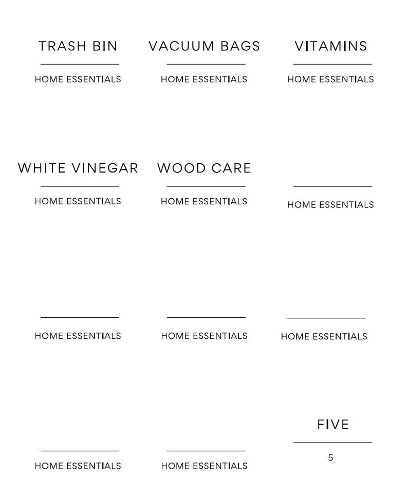 Minimalist Household Inventory Labels – 144 Printable Home Essentials ...