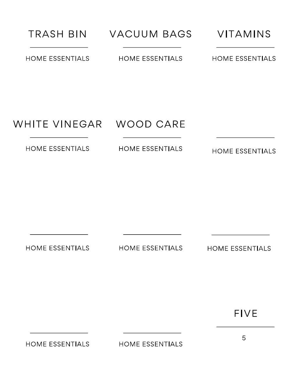 Minimalist Household Inventory Labels – 144 Printable Home Essentials ...