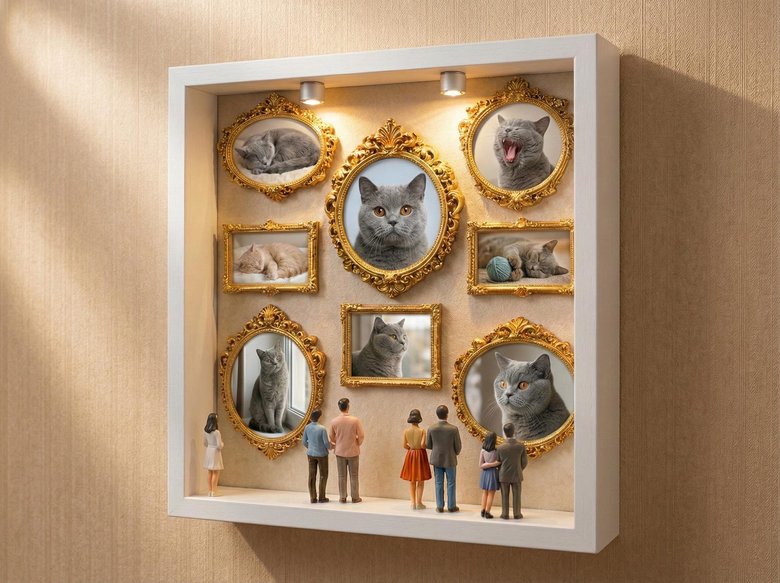 DIY Cat Lovers Mini Museum Box, LED Memory Display With Wood Frames ...