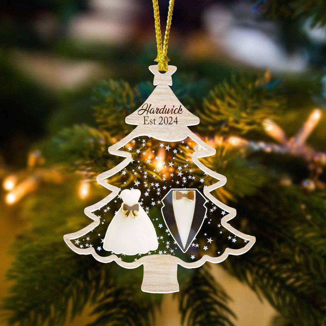 Custom Bride and Groom Christmas Ornaments, First Christmas Married ...