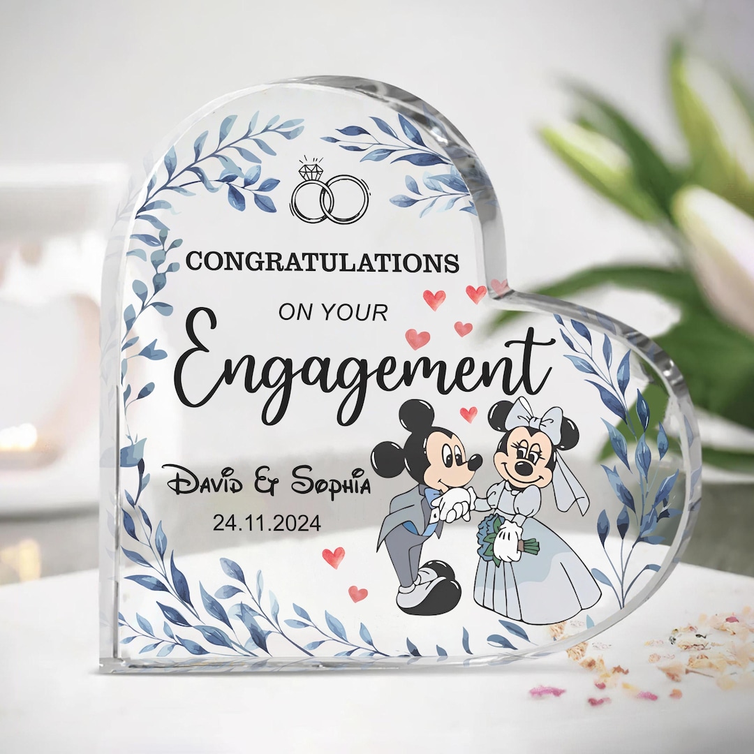 Personalized Disney Engagement Heart Plaque, Mickey Minnie Wedding ...