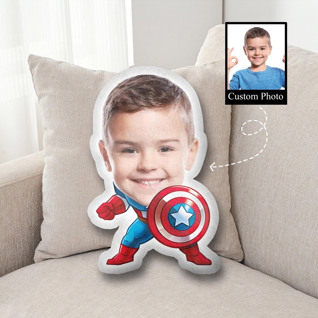 Custom Photo Superhero Pillow, Kids Face Pilows, Funny Ugly Pillow ...