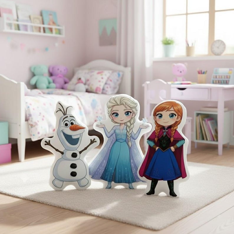 Frozen Character Pillow, Elsa Anna Olaf Cushion, Cute Cartoon Shaped ...