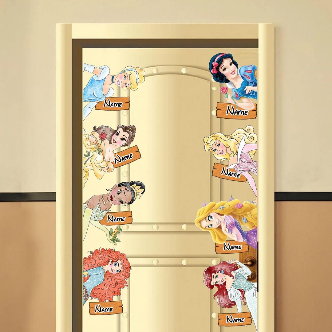 Personalized Watercolor Disney Princess Side Door Magnet, Princess ...