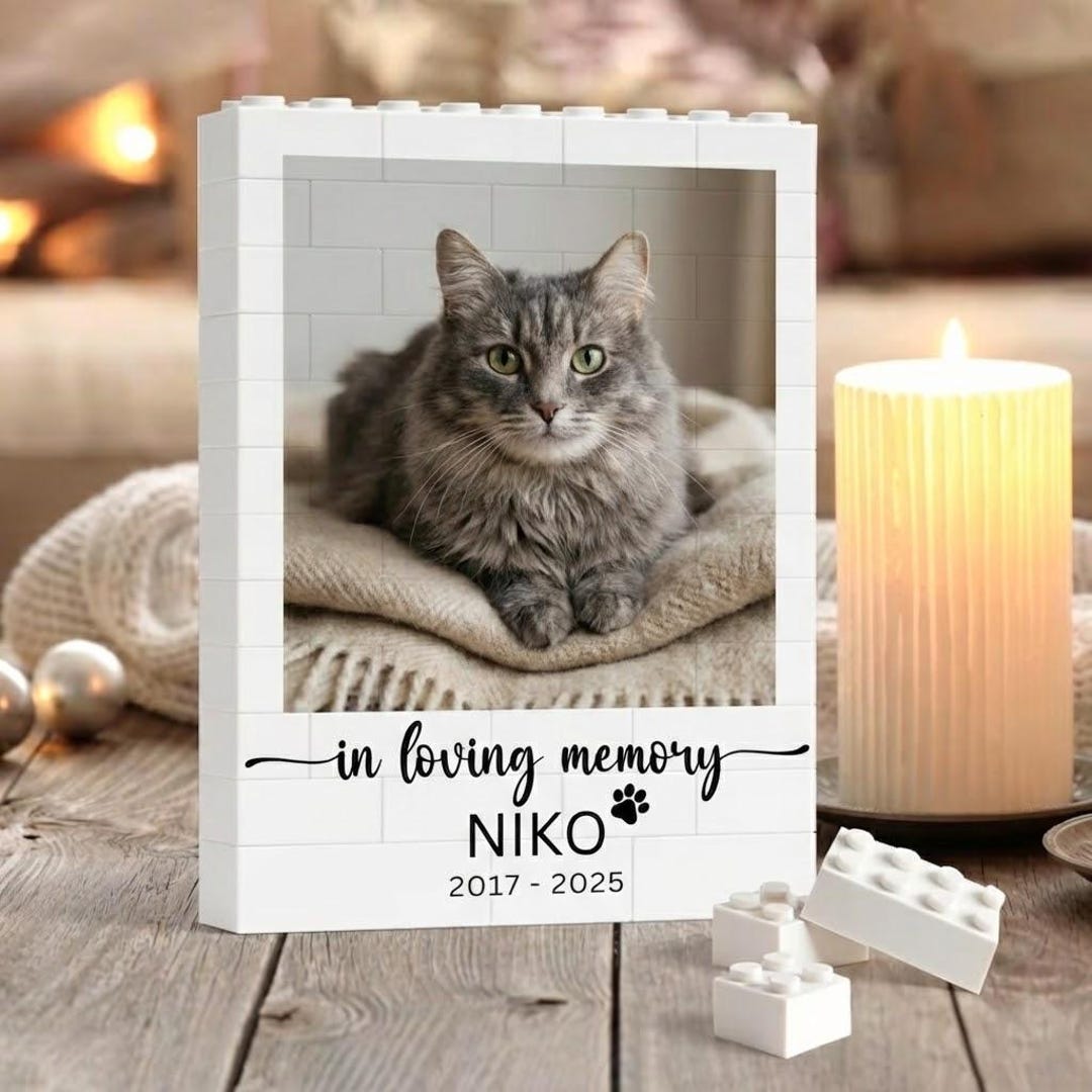 Custom Pet Memorial Building Block Heart, Personalized Dog and Cat ...