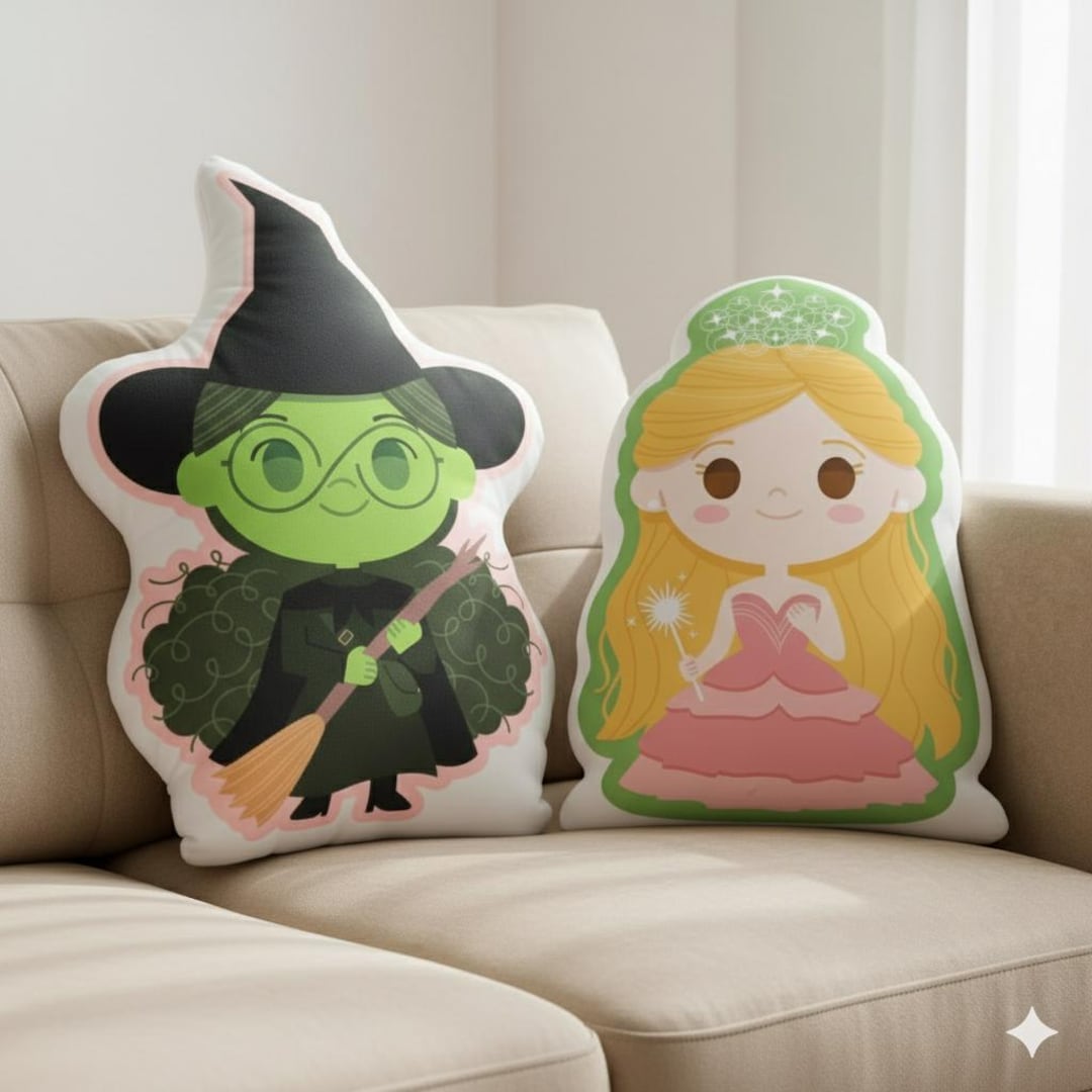 Wicked Pillow, Elphaba and Glinda Plush Pillow, Broadway Musical Gift ...