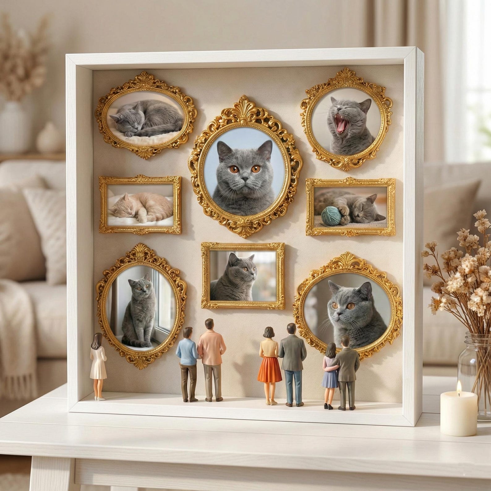 DIY Cat Lovers Mini Museum Box, LED Memory Display With Wood Frames ...
