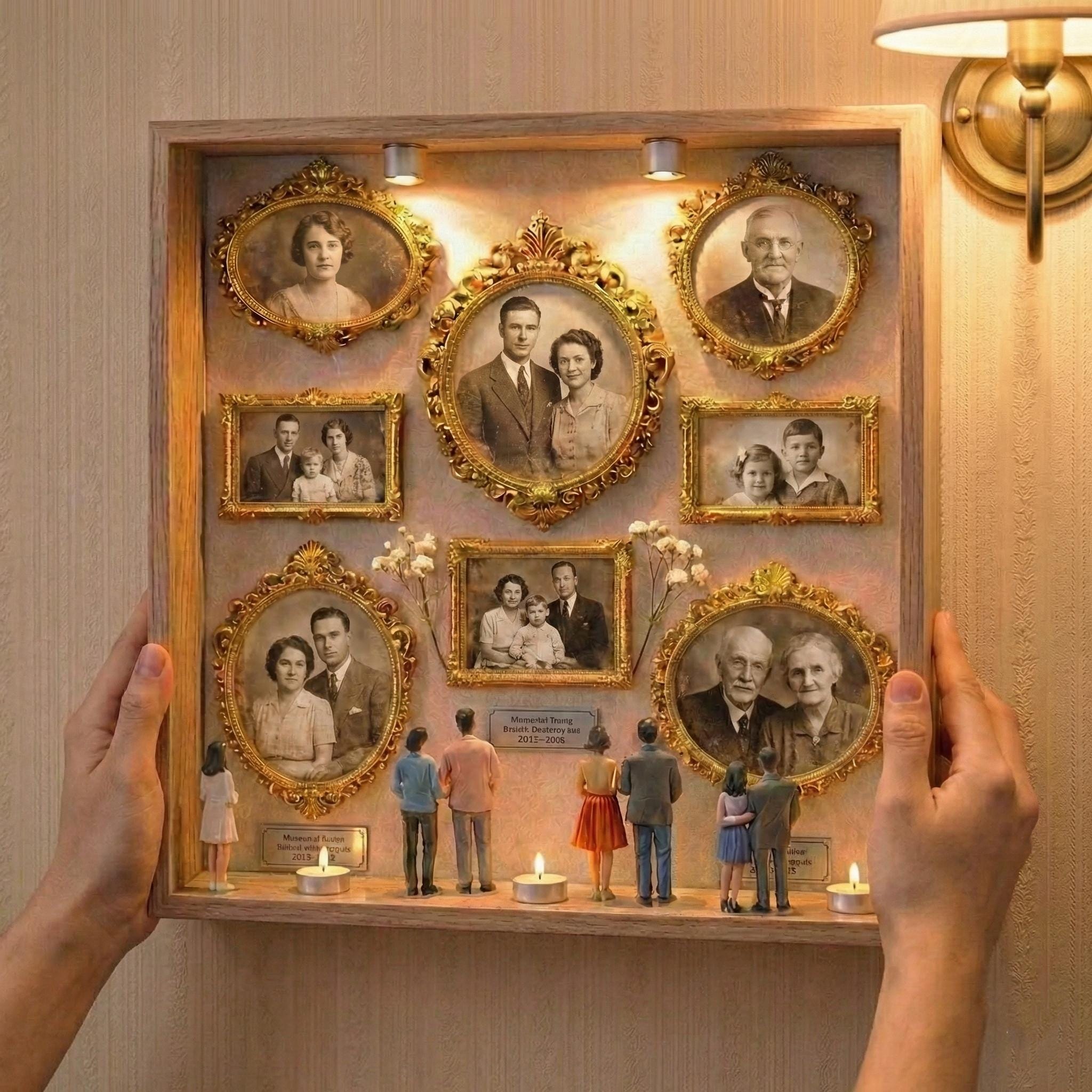 Grandparents Remembrance DIY Silhouette Shadow Box, Custom Photo Memory ...