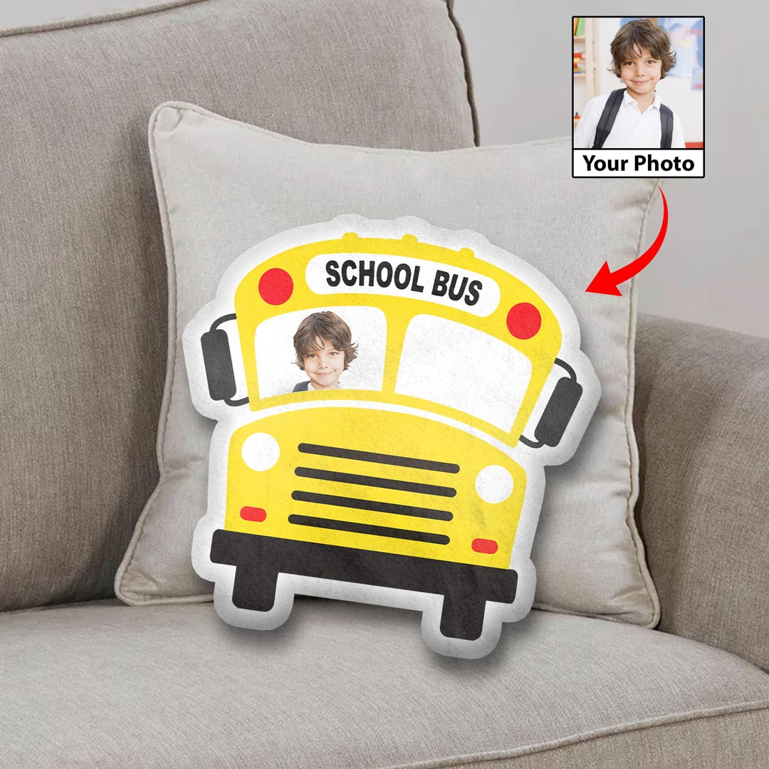 Custom Schoolbus Pillow, Personalized Photo Face Pillow, School Bus ...