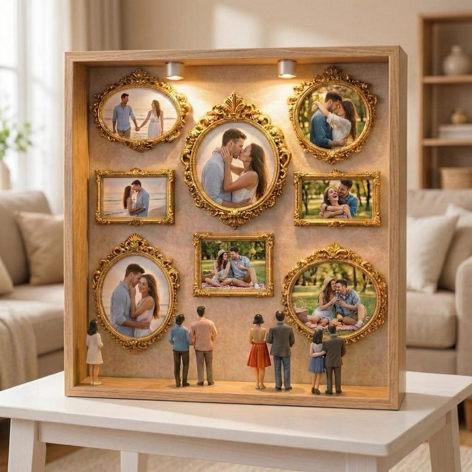 DIY Couple Mini Museum Box, LED Memory Display With Wood Frames, Couple ...