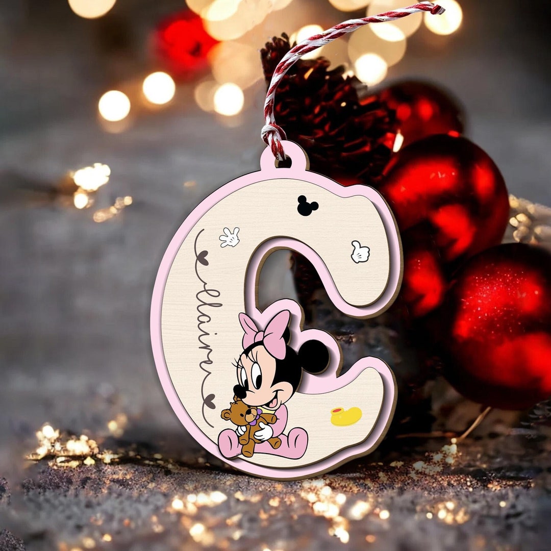 Personalized Minnie Letter Name Ornament, Minnie Christmas Ornament ...