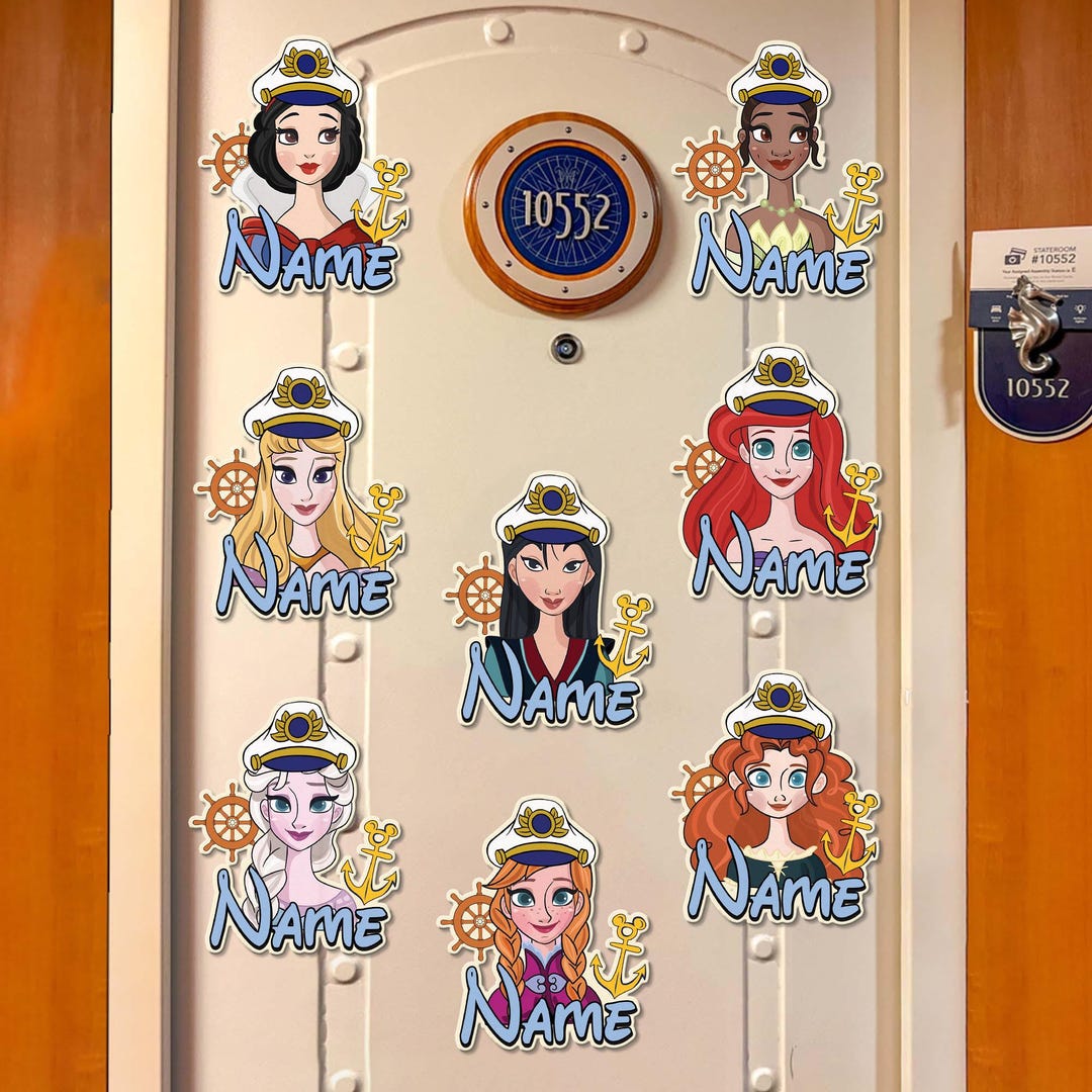 Custom Disney Princess Cruise Line Magnet, Elsa Anna Belle Tiana ...