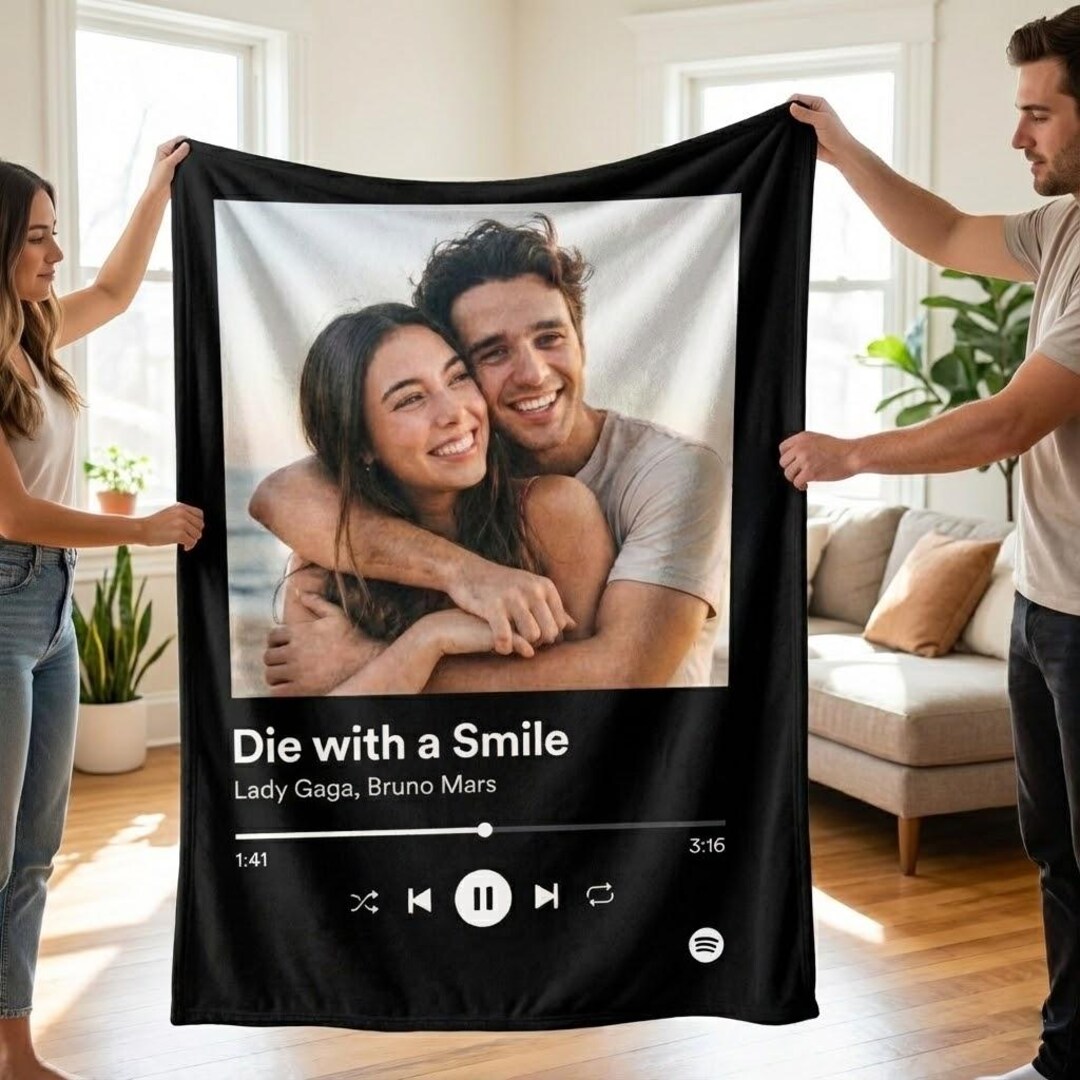 Personalized Photo and Song Blanket, Custom Picture Memory Throw, Minky ...