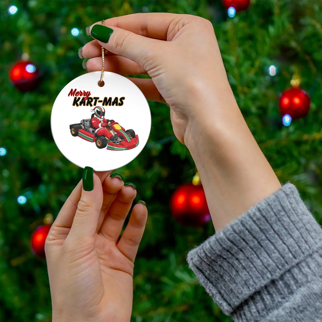 Merry Kart-mas, Go Kart Santa Ceramic Ornament, - Etsy