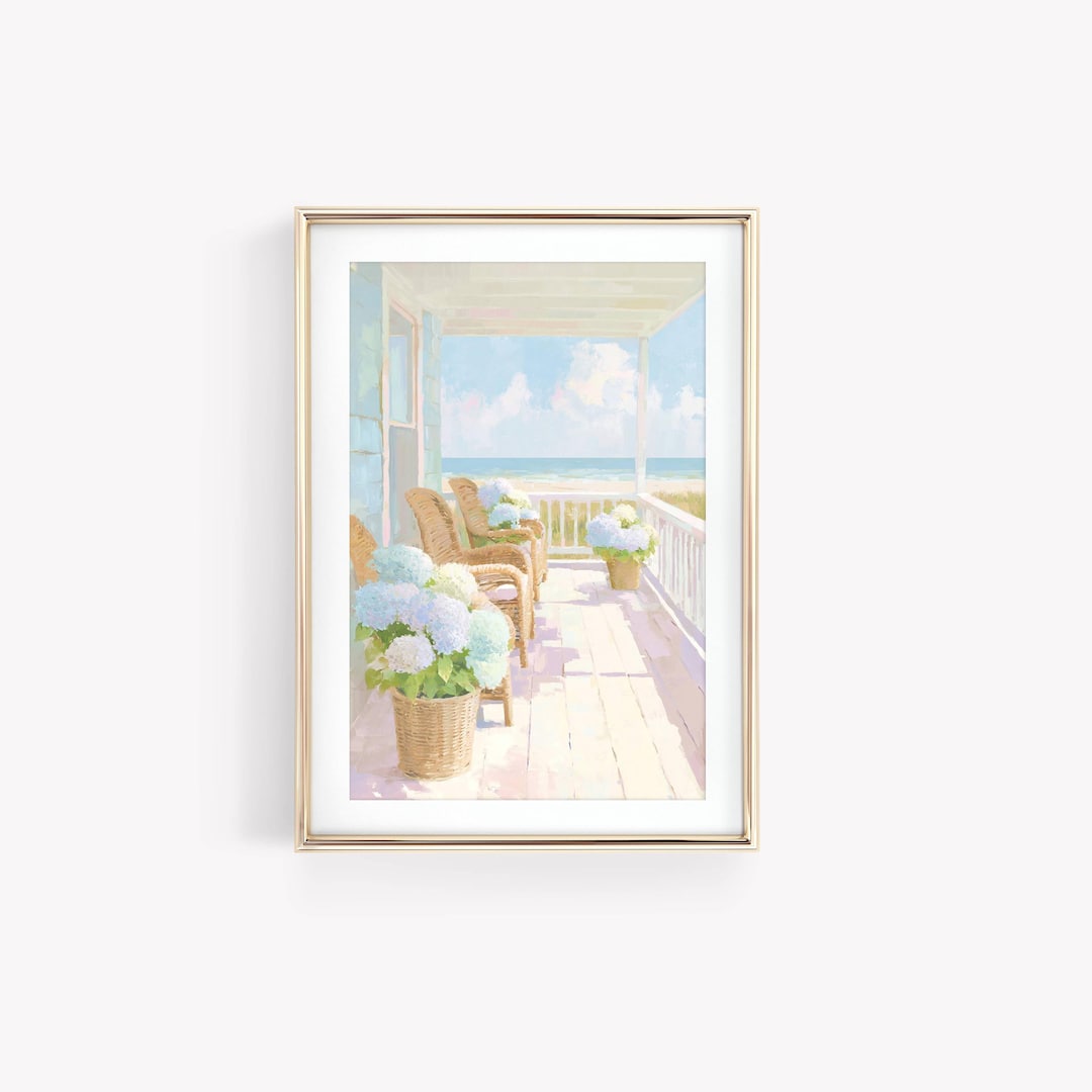 Coastal Granddaughter Watercolor Painting, Pastel Cottagecore Print ...