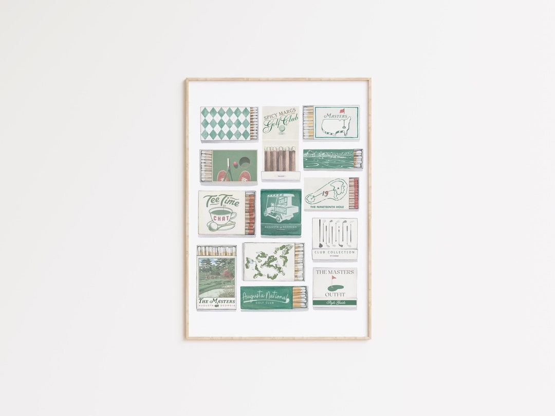 Vintage Golf Matchbook Print, Retro Matchbox Art, Green Matches Wall ...