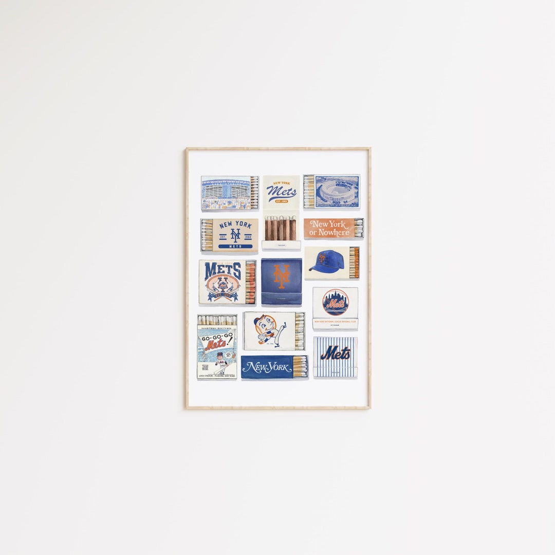 New York Mets Matchbox Print, Trendy Matches Poster, Retro Matchbook ...
