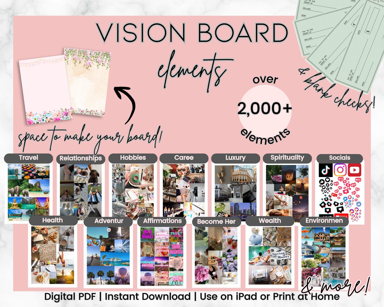 2026 Printable Vision Board Bundle 2000+ Printable Photos PNG ...