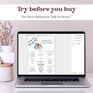 Editable Blue Dog Themed Milestone Sign - Birthday Sign - My First Year ...