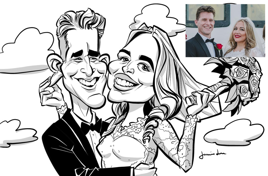 Hand Drawn Caricatures From Photo *DIGITAL Product-no Physical Copy* - Etsy