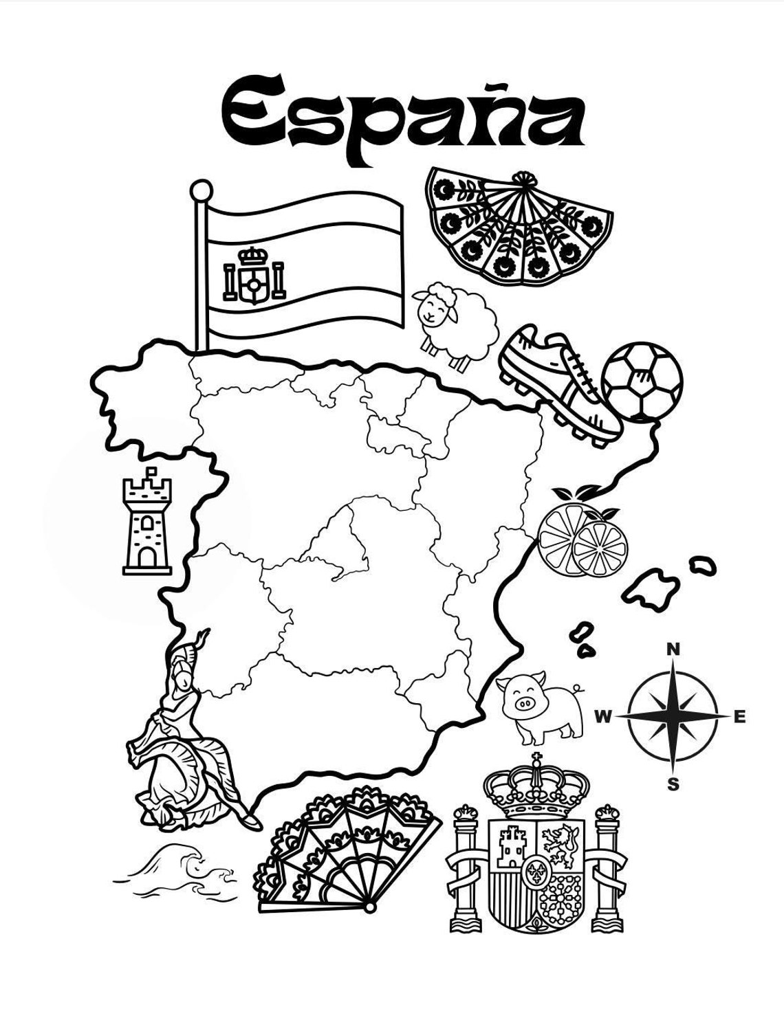 European Country Coloring Pages - Etsy