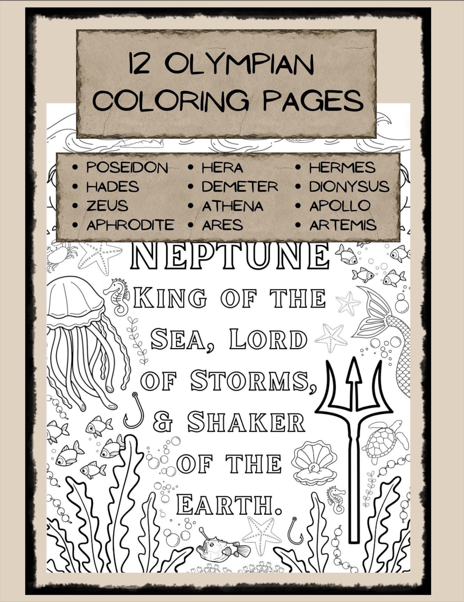 12 Olympian greek God Coloring Pages - Etsy