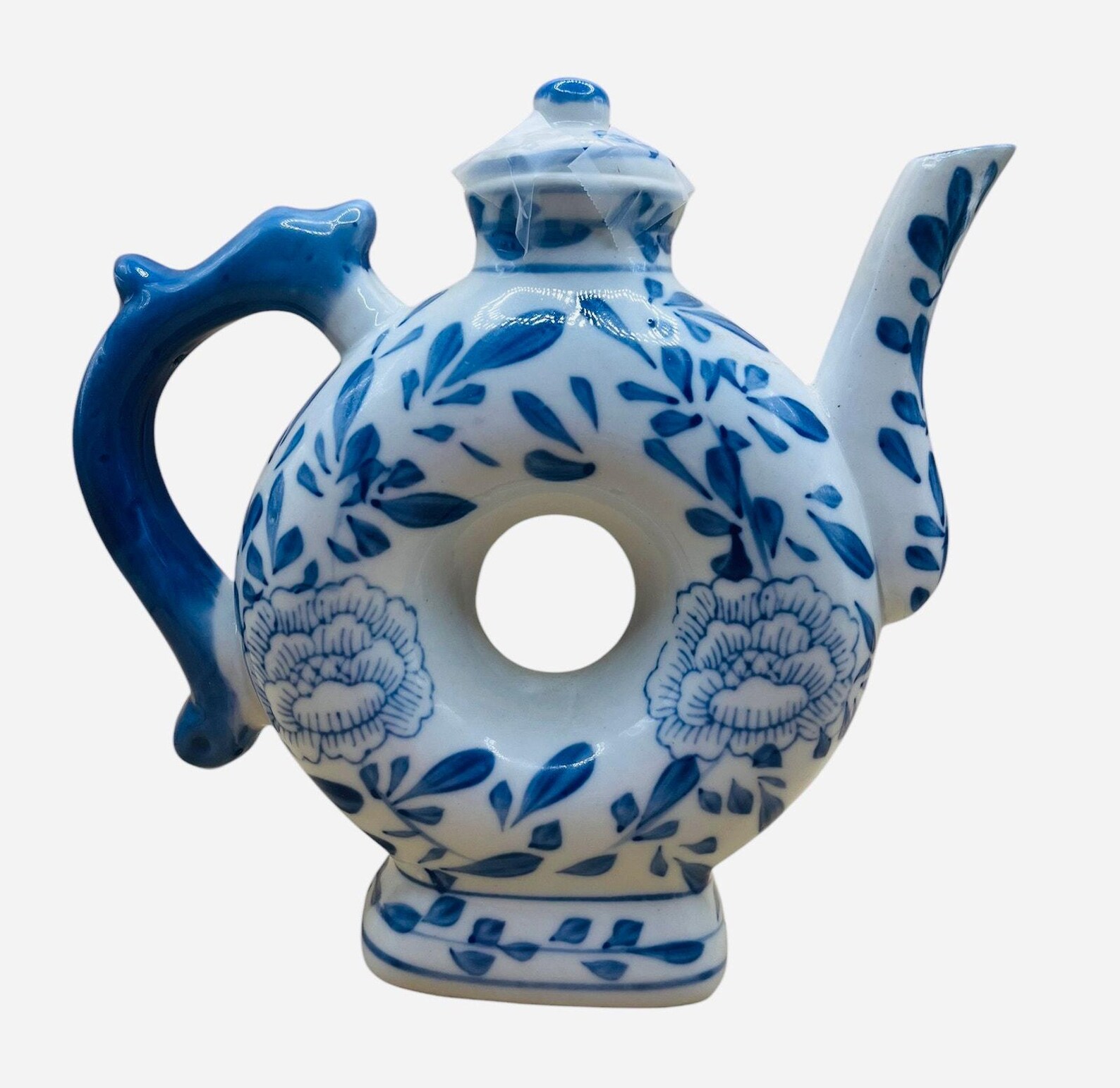 Vintage Blue and White Porcelain Donut Shape Teapot 7” - Etsy