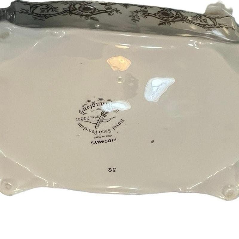 Antique Ridgways Royal Semi Porcelain Brown and White Serving Dish and ...
