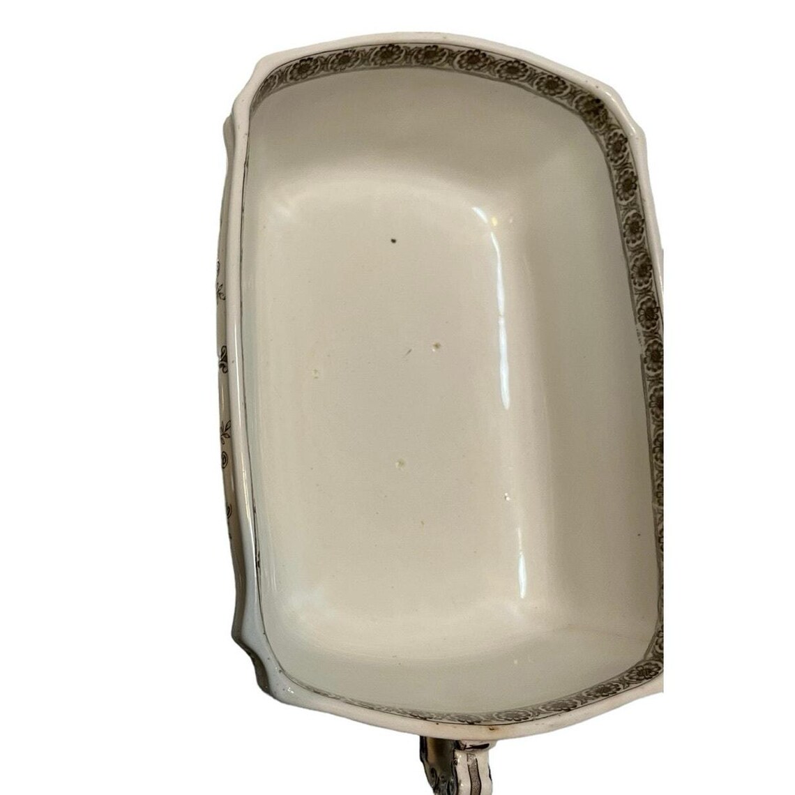 Antique Ridgways Royal Semi Porcelain Brown and White Serving Dish and ...